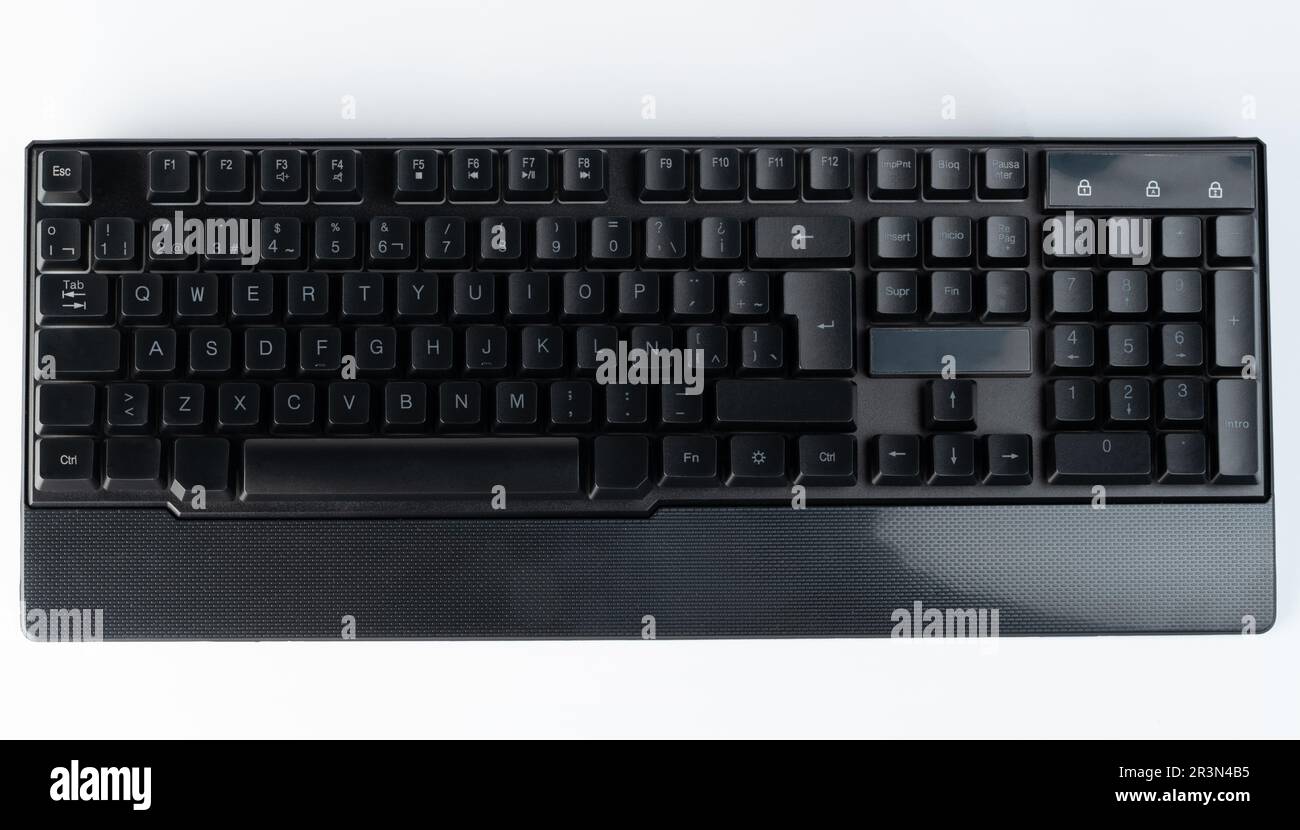 Black office keyboard with full numpad above top view isolated Stock ...