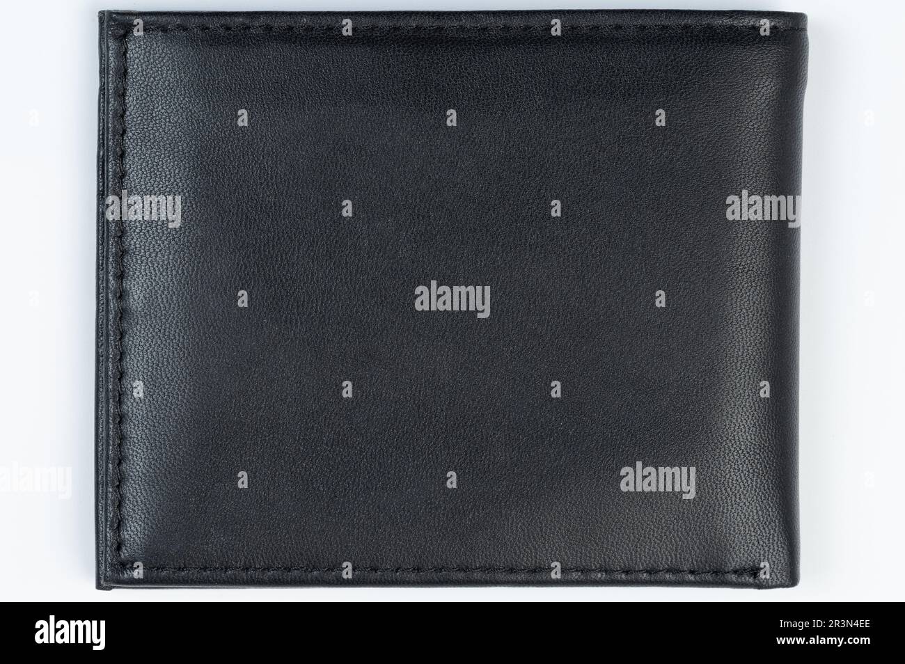 Back of leather wallet close up view isolated on white studio ...