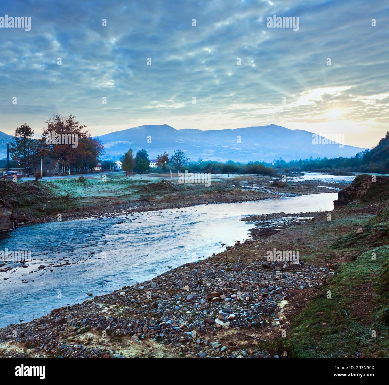 Autumn morning mountain river Stock Photo - Alamy