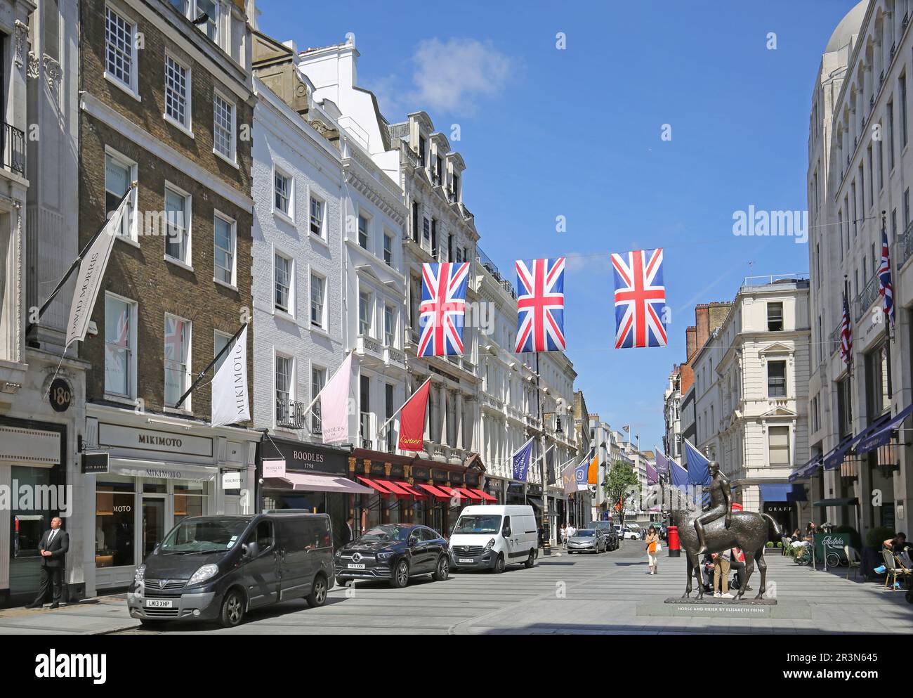New Bond Street, London, UK, view north. The heart of the Mayfair ...