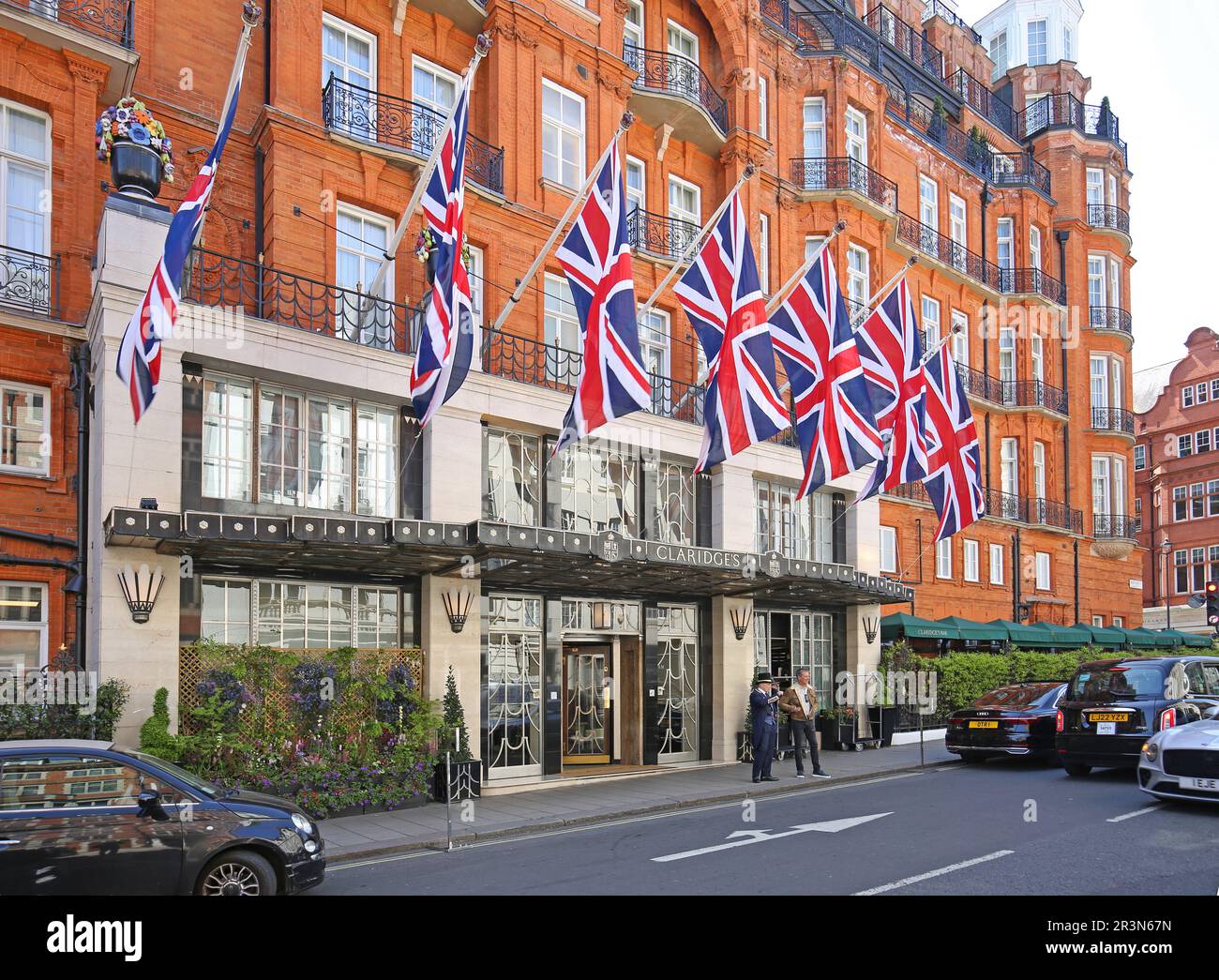 Main entrance to Claridges Hotel, Mayfair, London, UK. Regarded as ...