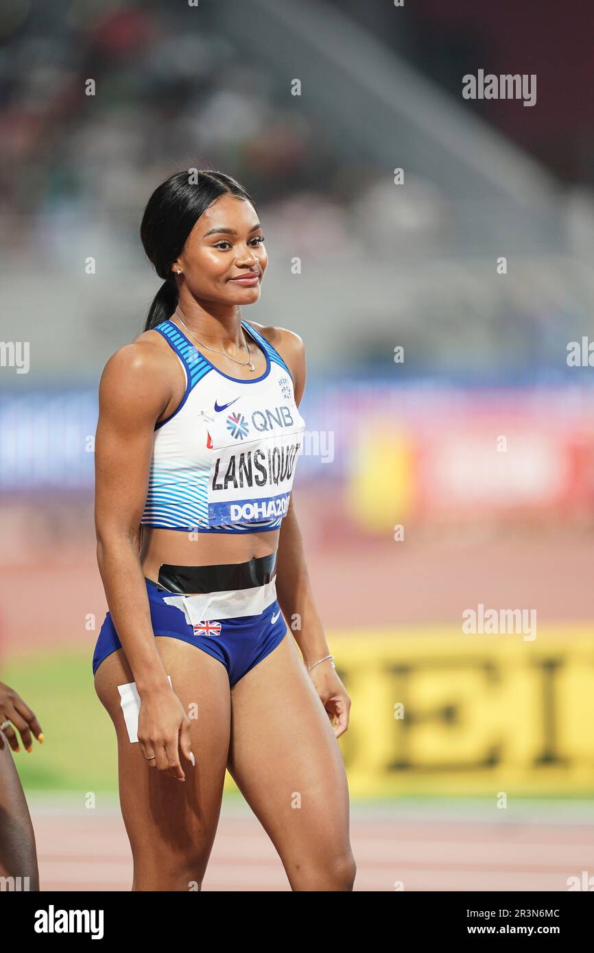 Imani-Lara Lansiquot running the 4x100m relay at the 2019 World ...