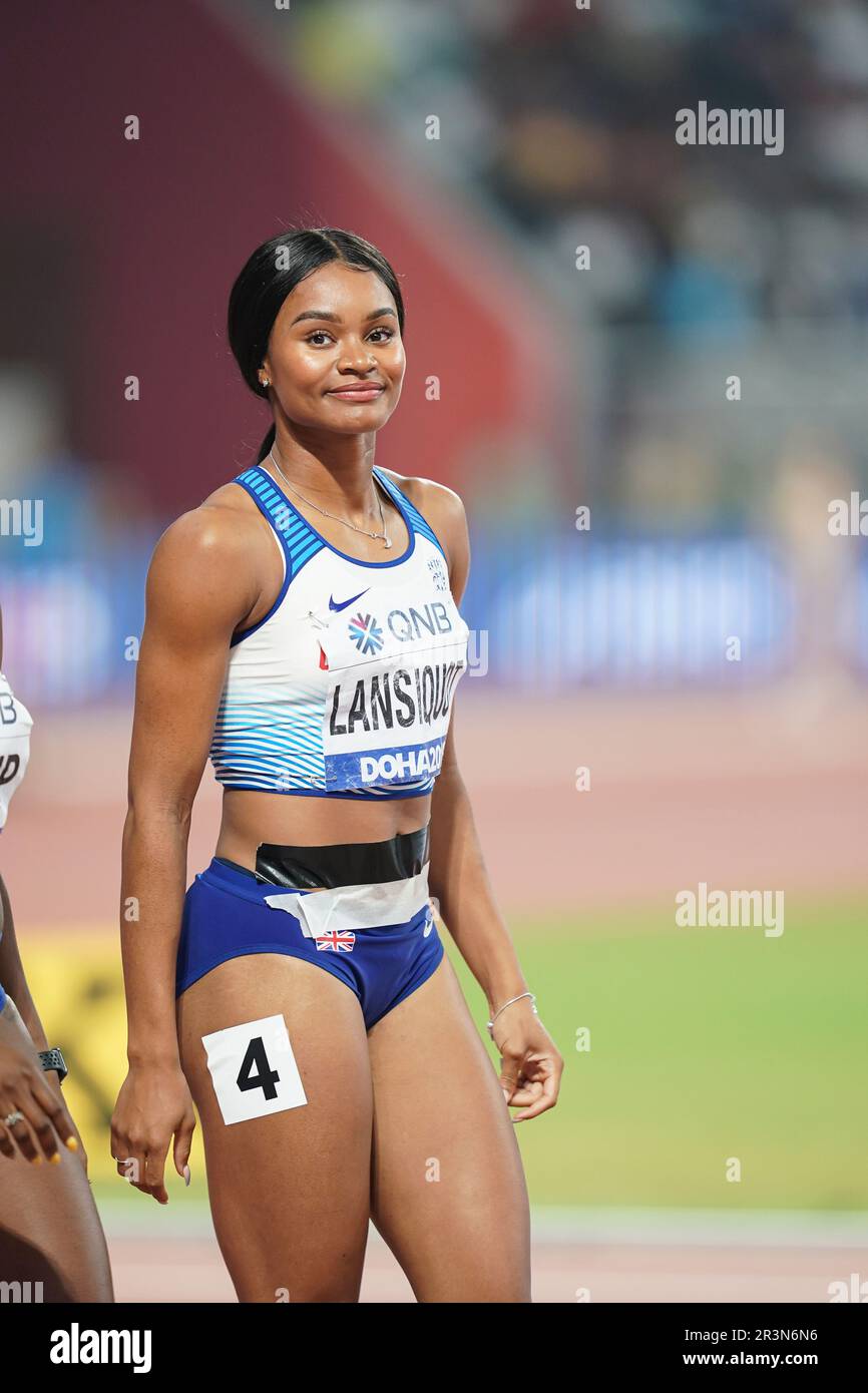 Imani-Lara Lansiquot running the 4x100m relay at the 2019 World ...
