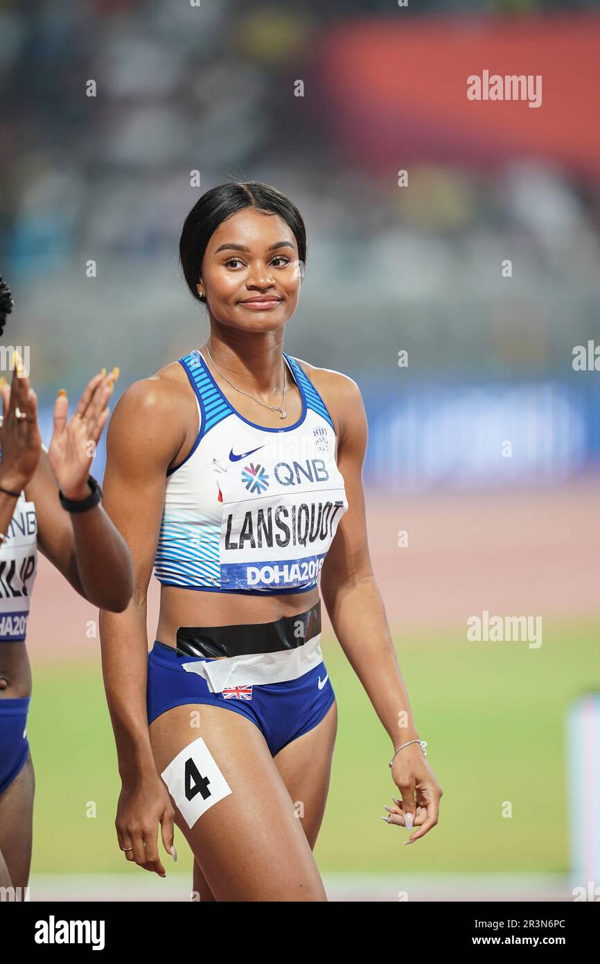 Imani-Lara Lansiquot running the 4x100m relay at the 2019 World ...