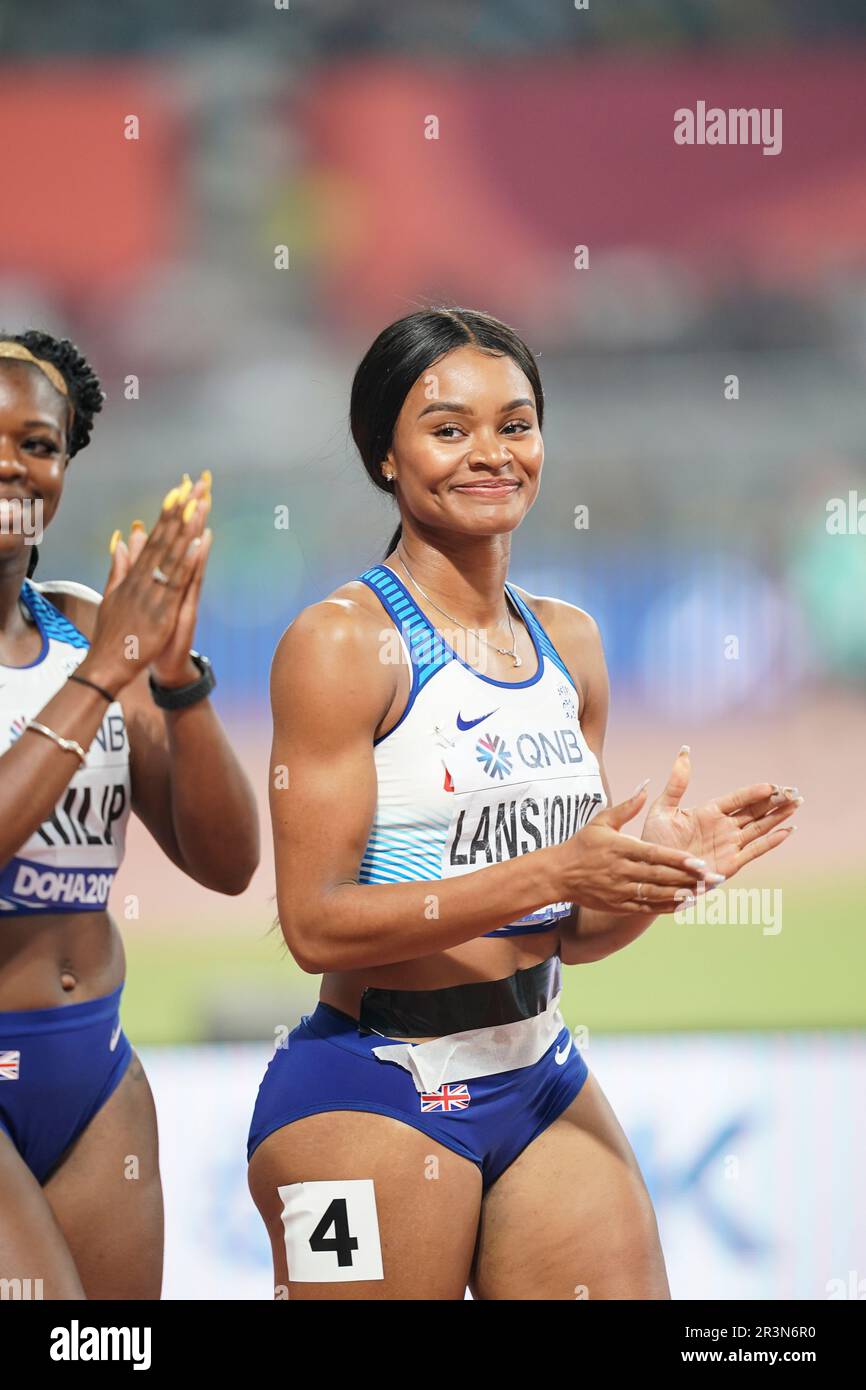 Imani-Lara Lansiquot running the 4x100m relay at the 2019 World ...