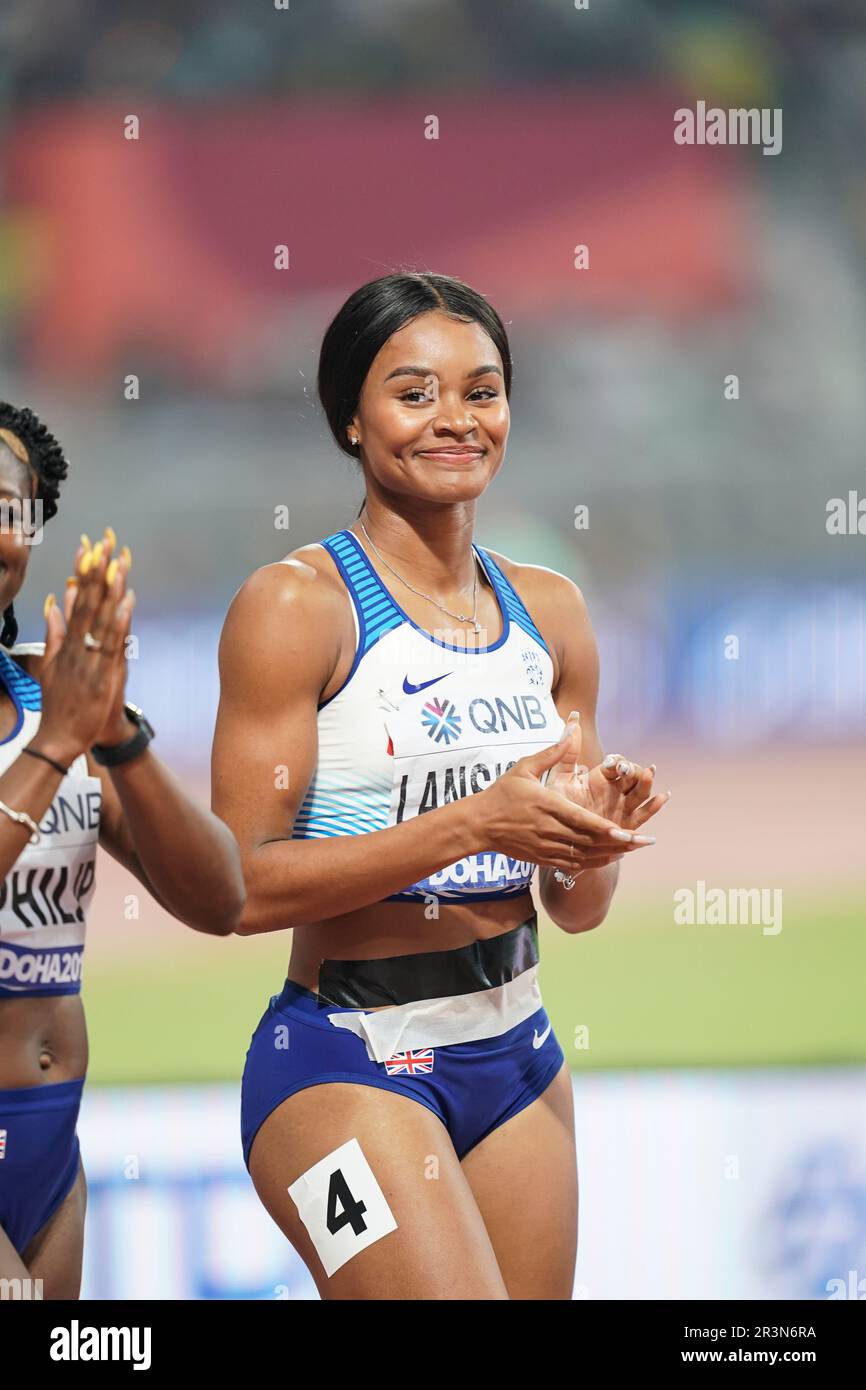 Imani-Lara Lansiquot running the 4x100m relay at the 2019 World ...