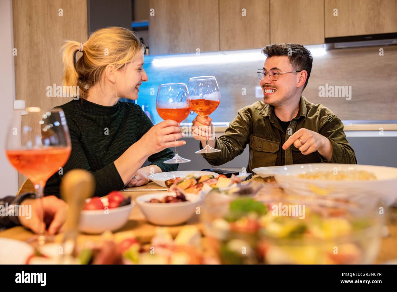 Uplifting photo of couple having a toast. High quality photo Stock ...
