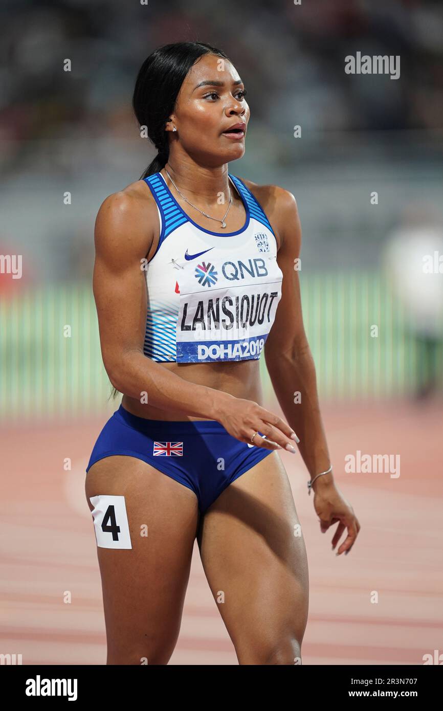 Imani-Lara Lansiquot running the 4x100m relay at the 2019 World ...