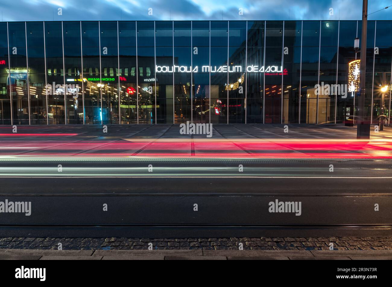 Dessau-RoÃŸlau the new Bauhaus Museum front view in the entrance area ...