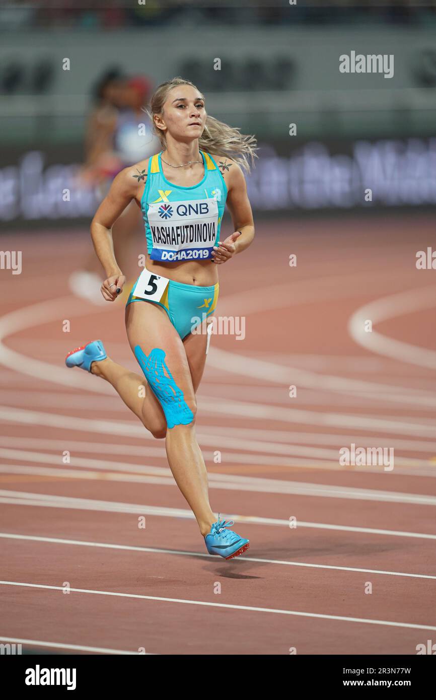 Rima KASHAFUTDINOVA running the 4x100m relay at the 2019 World ...