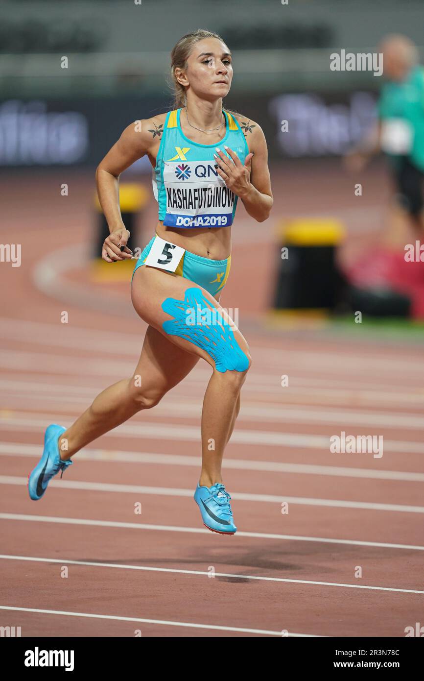 Rima KASHAFUTDINOVA running the 4x100m relay at the 2019 World ...