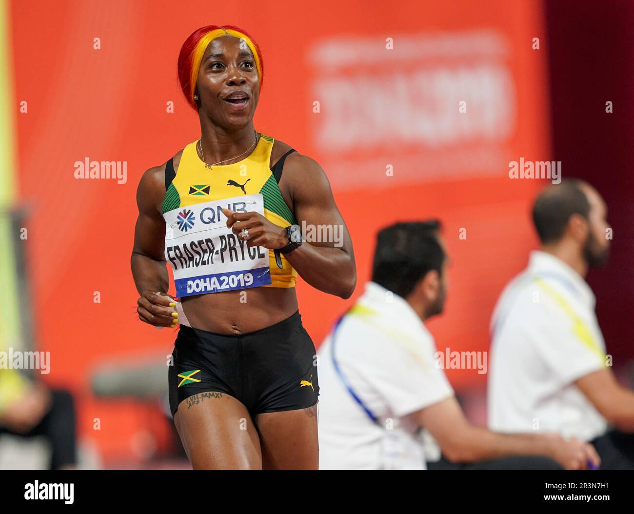 Shelly-Ann FRASER-PRYCE running the 4x100m relay at the 2019 World ...