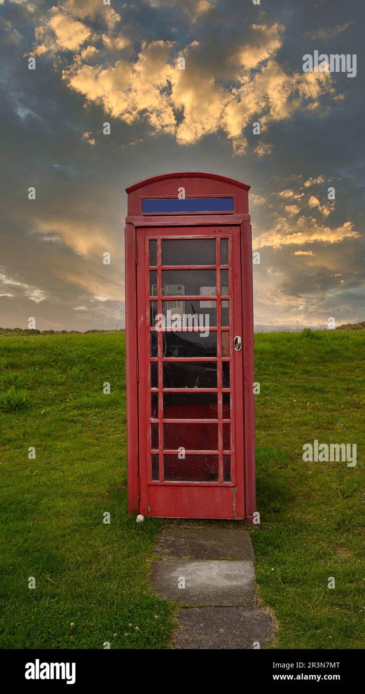 Red phone booth in Lossiemouth Stock Photo - Alamy