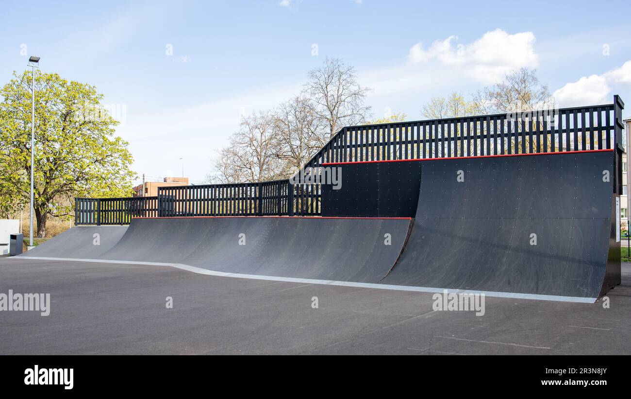 Extreme sports ramps in the city park. Horizontal banner Stock Photo ...