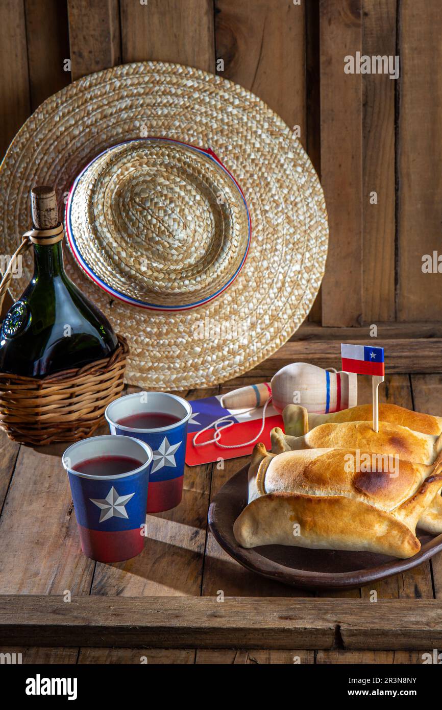 Chilean independence day concept. fiestas patrias. Tipical baked ...