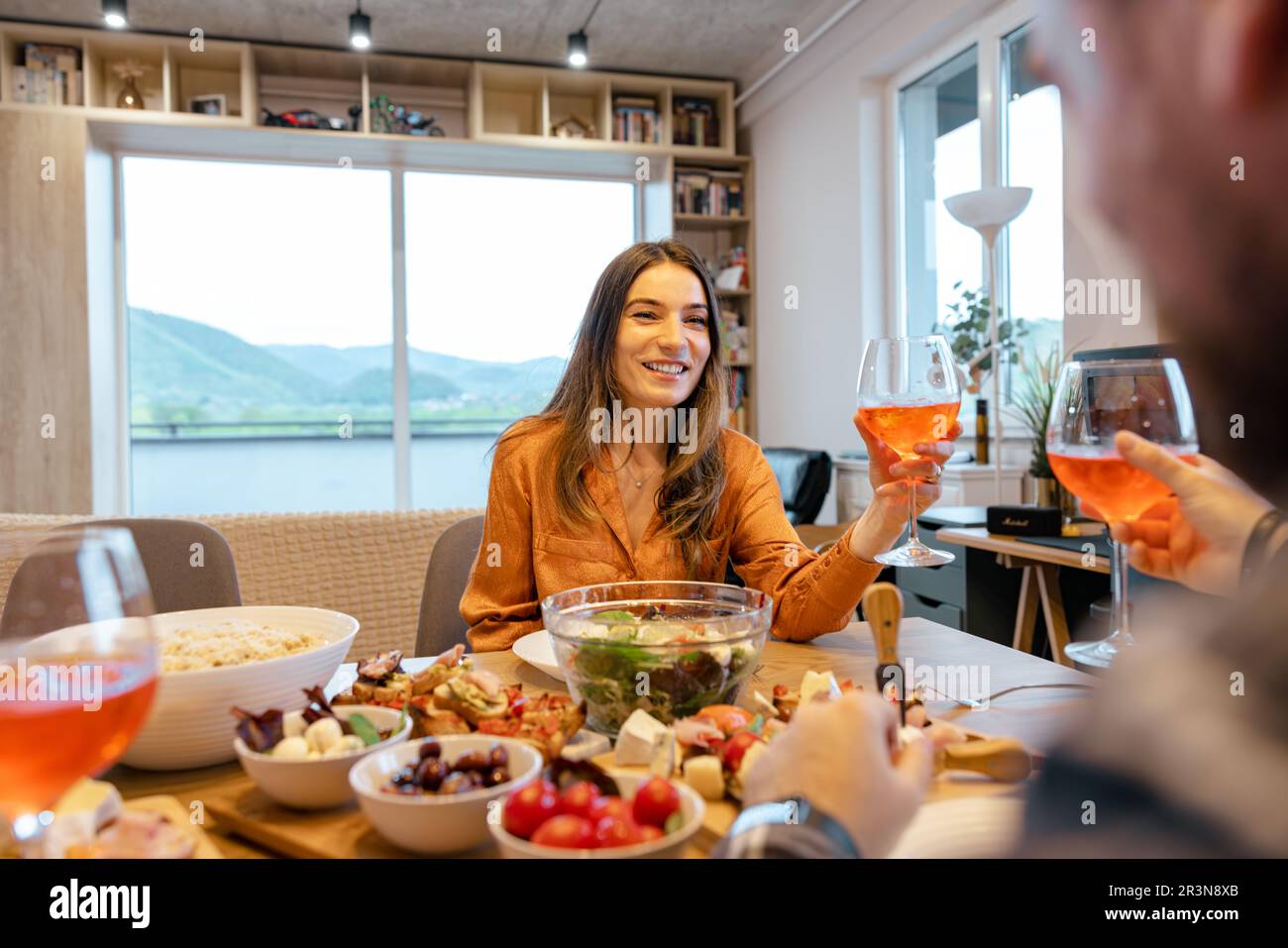 Having a date in a cozy setting, enjoying food and wine with lovely ...