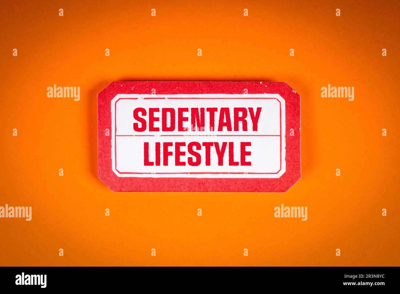 Sedentary Lifestyle. Sticky note with text on an orange background ...