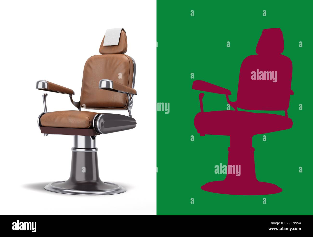 leather barber chair with chrome inserts perspectiva view 3d render on ...