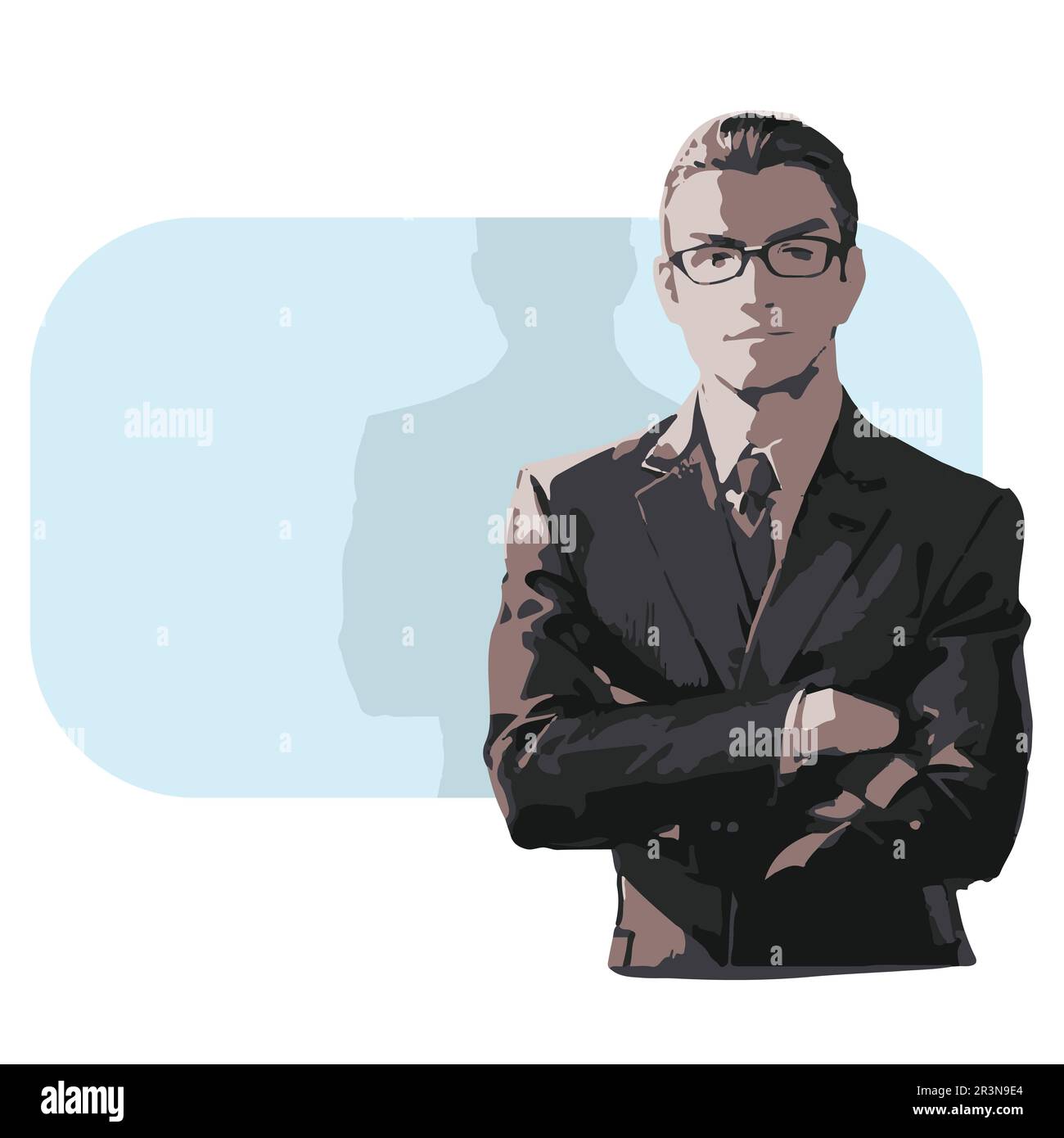 line art businessman with arms crossed illustration vector hand drawn ...