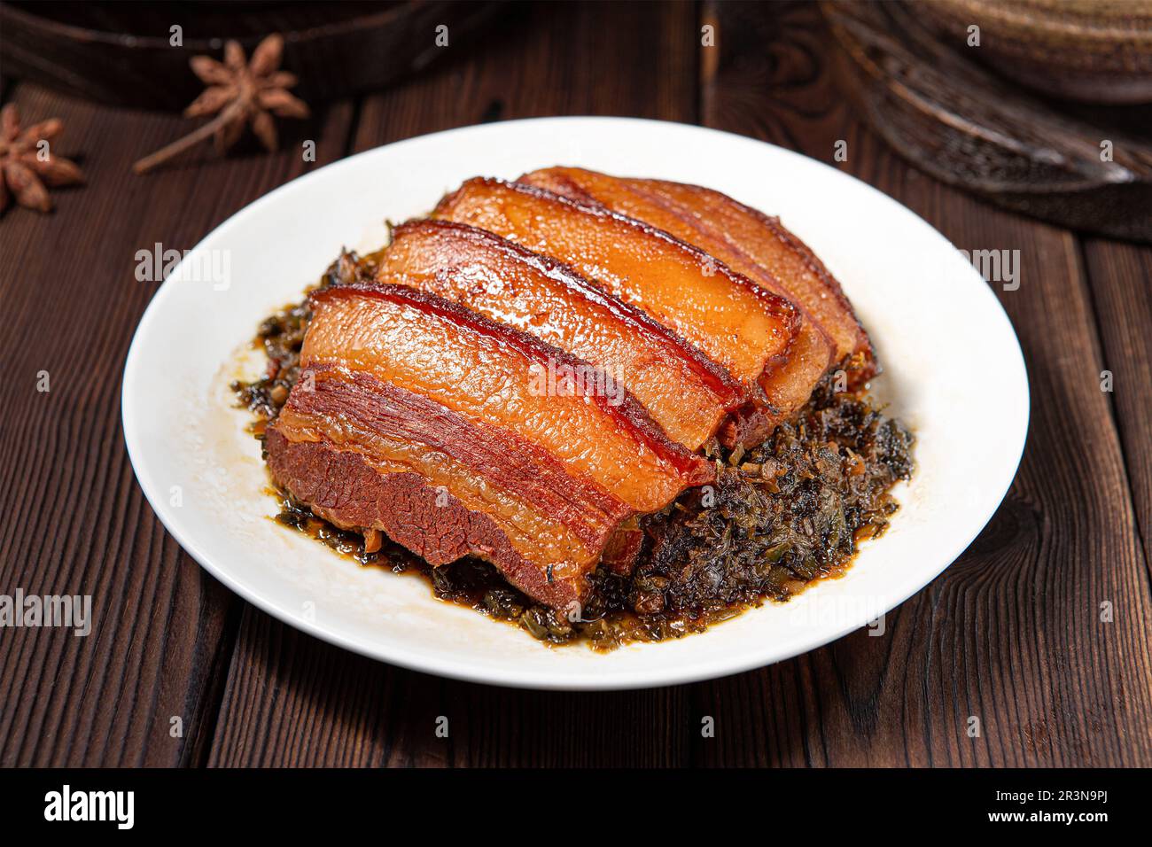 BRAISED PORK BELLY with Preserved Vegetable Stock Photo - Alamy