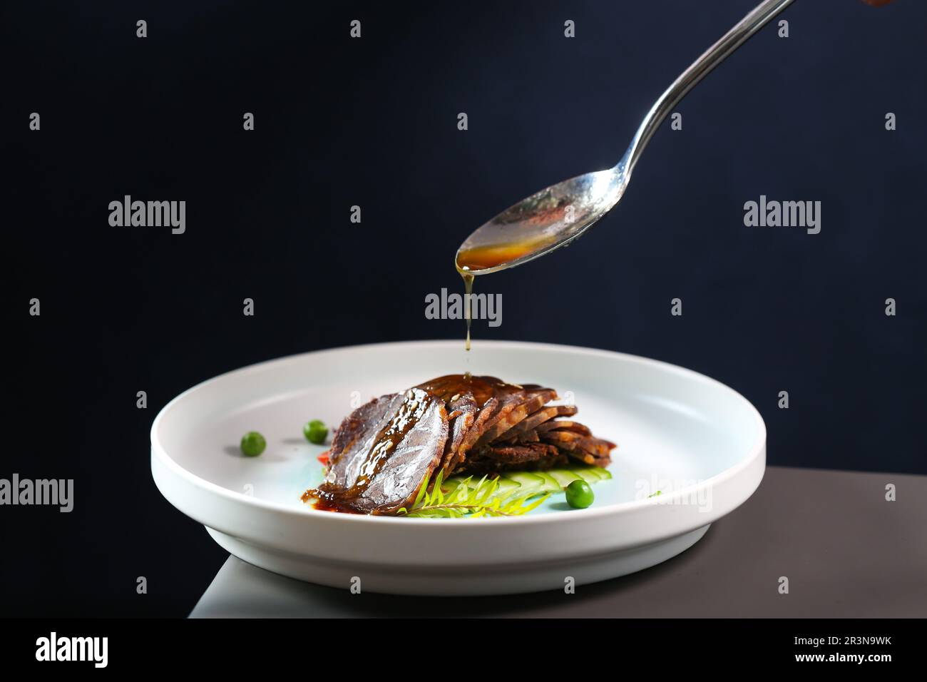 Sliced beef with tendon close up. Spiced beef,braised beef shank,Beef ...
