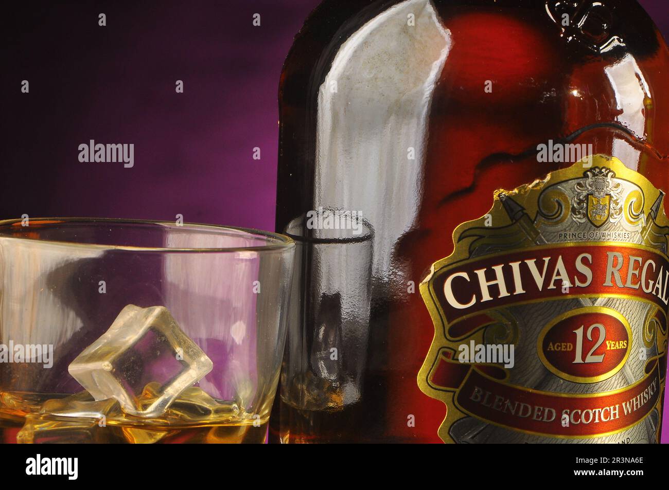 Chivas Regal bottle and glass of whisky on the table Stock Photo - Alamy