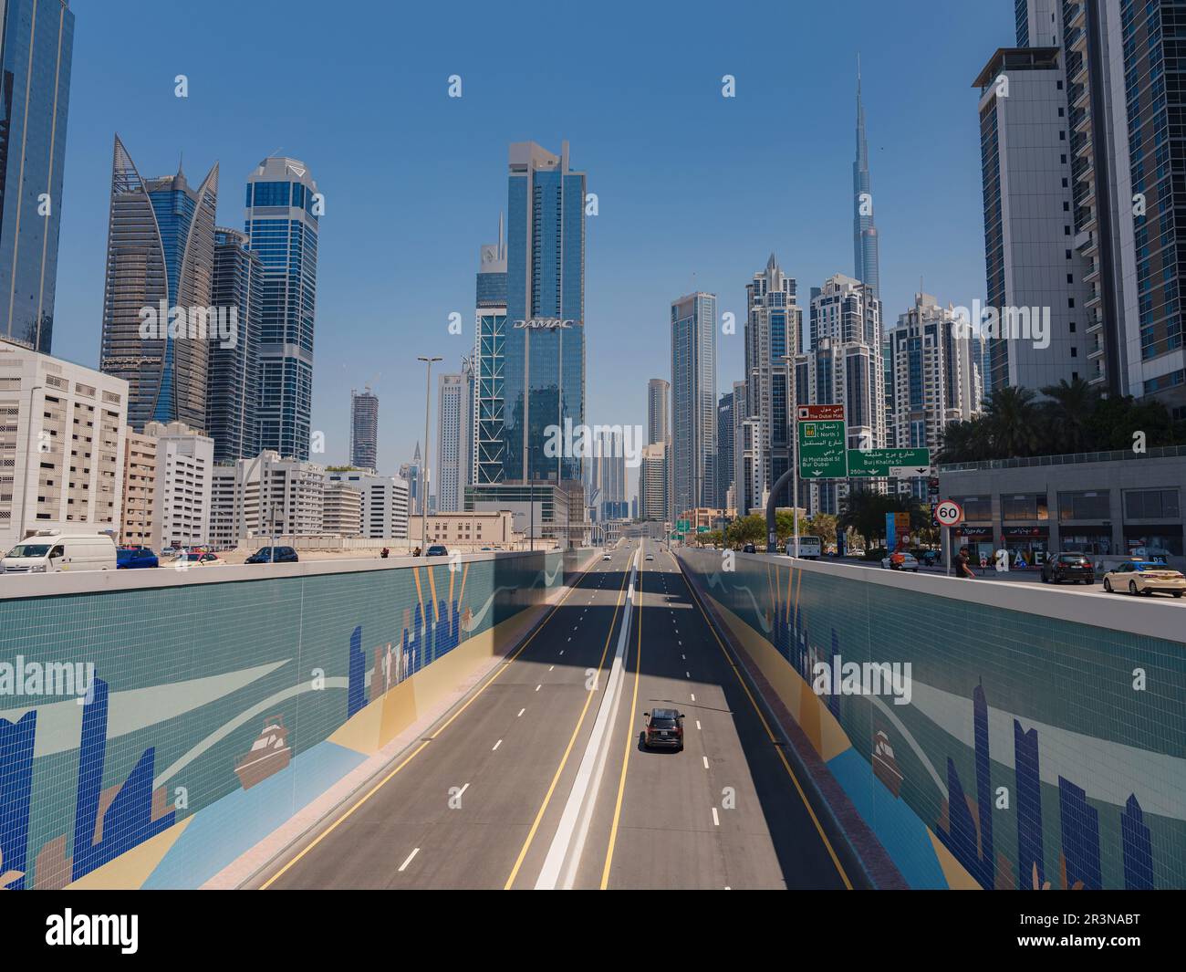 26 March 2023, Dubai, UAE: view over the road to Downtown Dubai is a ...