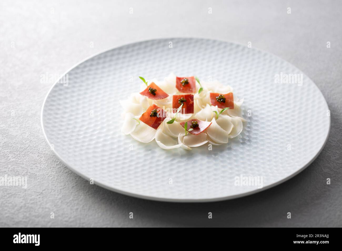 Iberian acorn ham with nine-year-old fresh lily Bulbs topped with ...