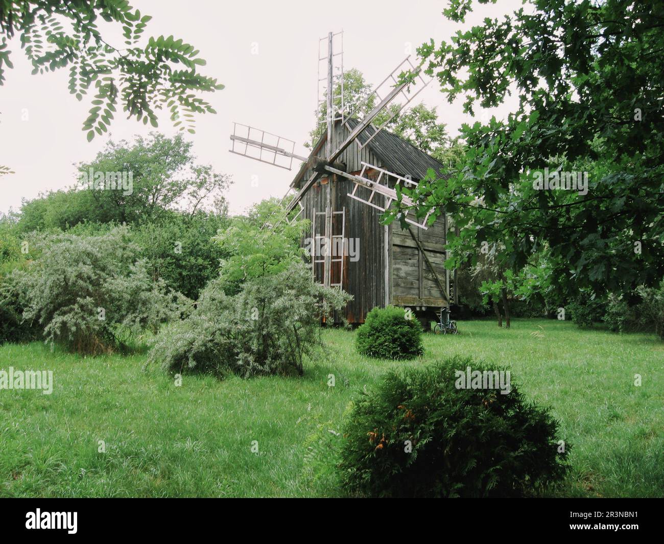 An old wooden mill in the Museum of Folk Architecture and Everyday life ...