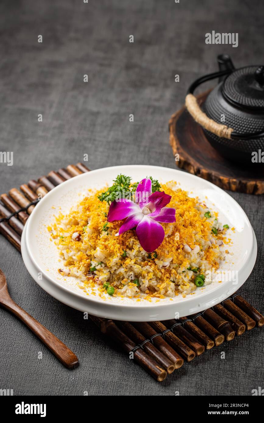 Fried Rice with Scallop and Olive Pickles Stock Photo - Alamy