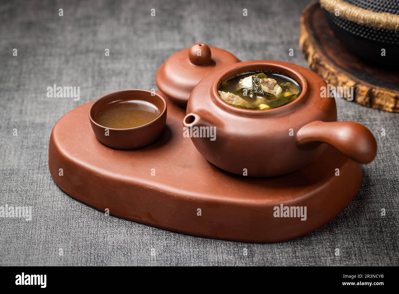 Double Boiled pork rib Soup with Herb Served with Tea Pot Stock Photo ...