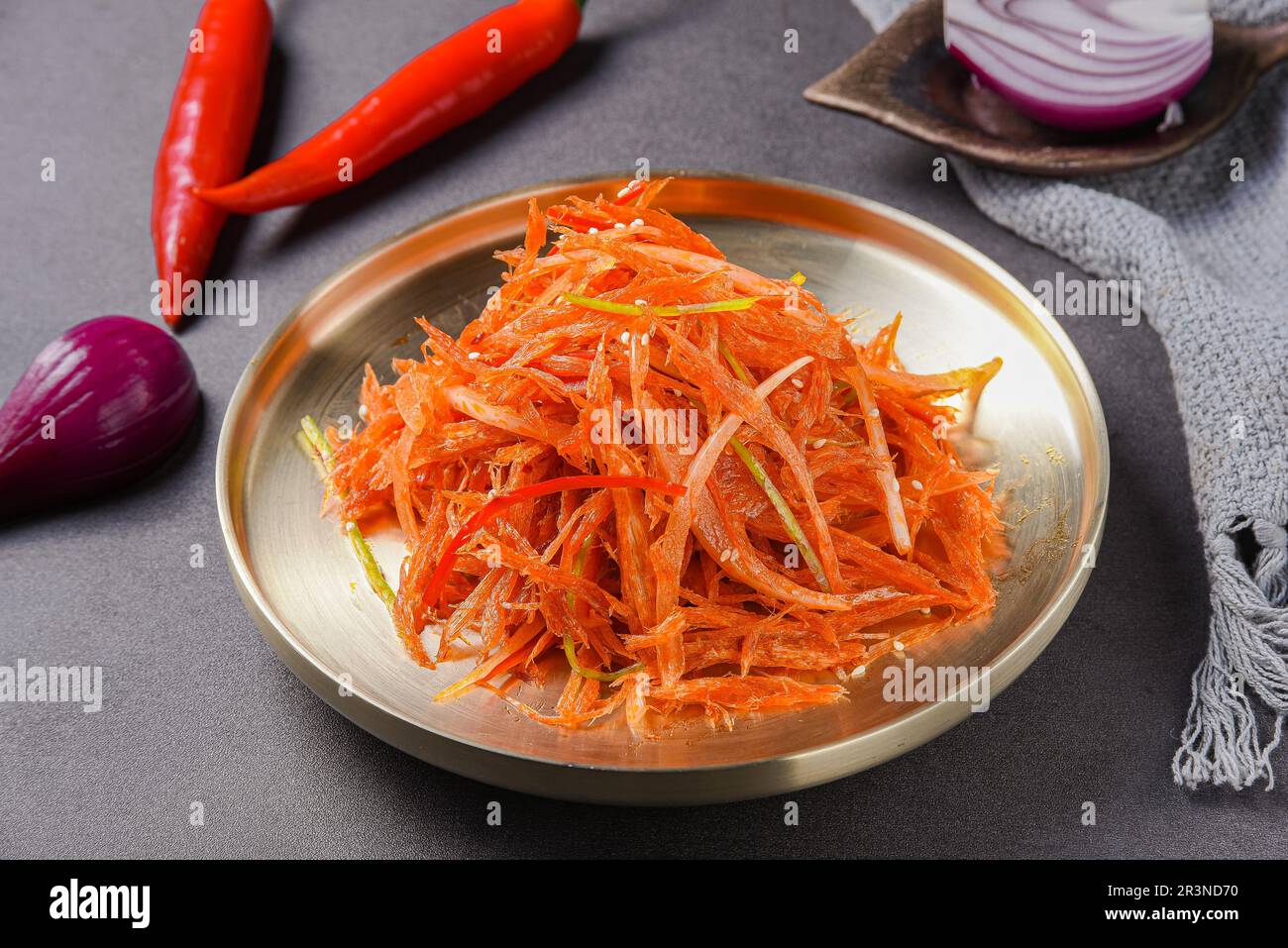 korea shredded Mintai fish with cold dressing Stock Photo - Alamy