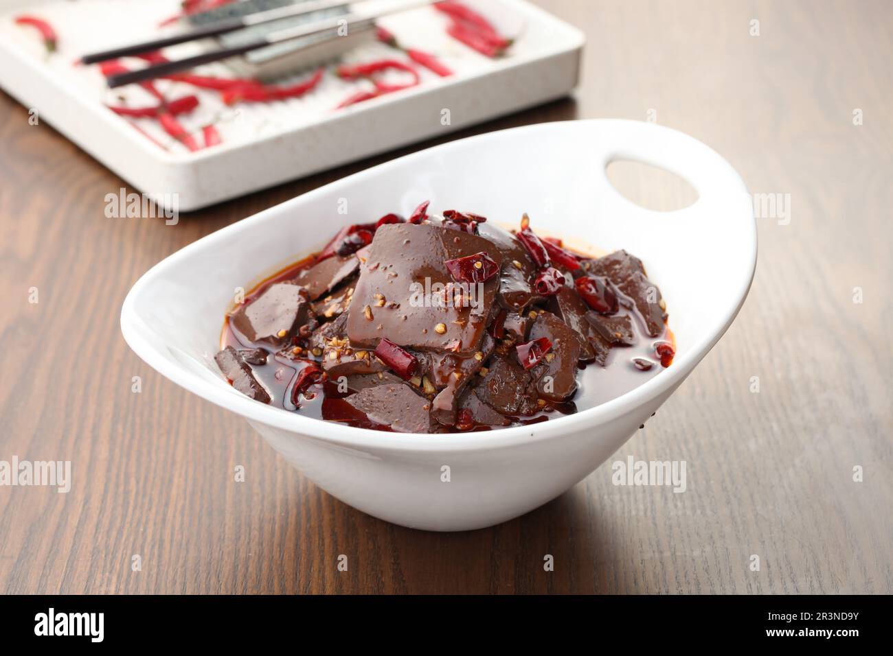 Chinese food- spicy hot duck blood Stock Photo - Alamy