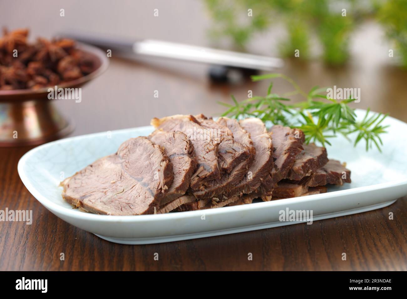 Sliced beef with tendon close up. Spiced beef,braised beef shank,Beef ... Sliced beef with tendon close up. Spiced beef,braised beef shank,Beef ...