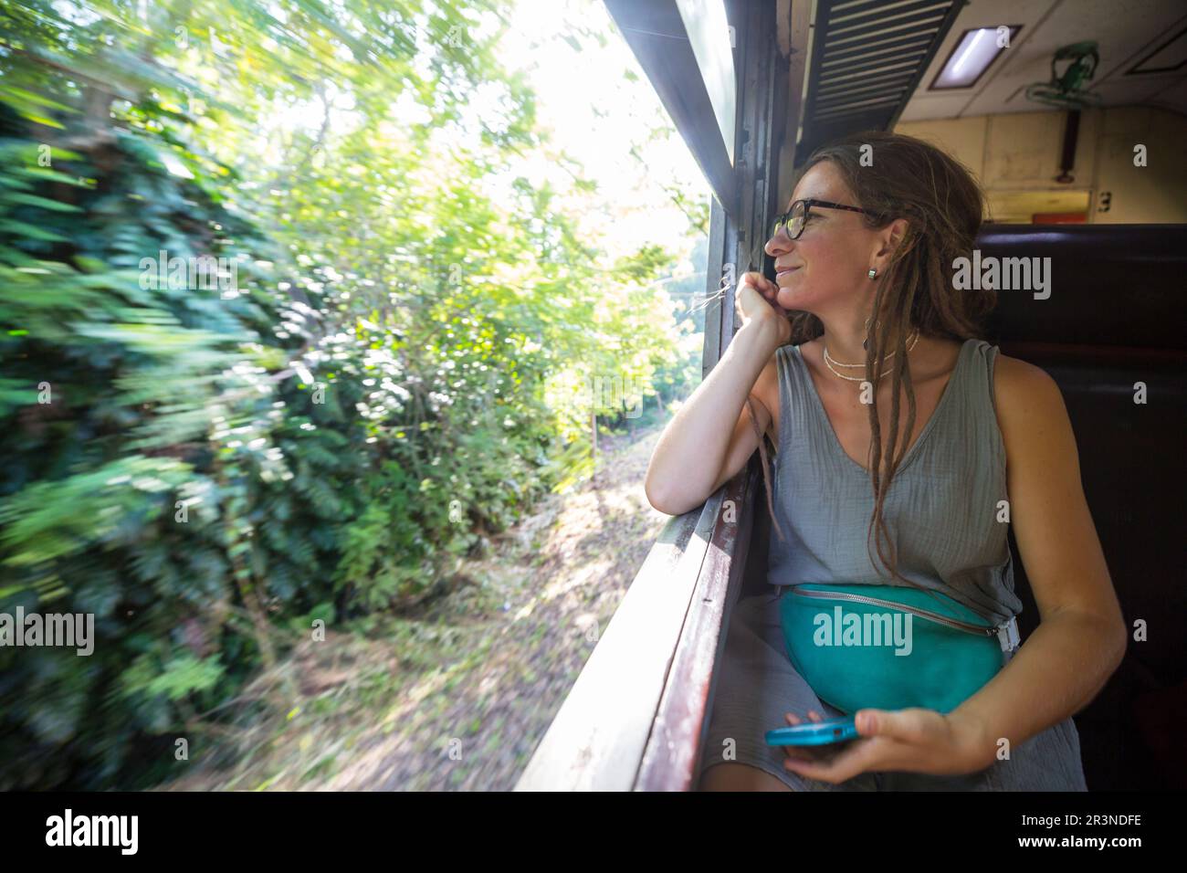 Girl in train hi-res stock photography and images - Alamy