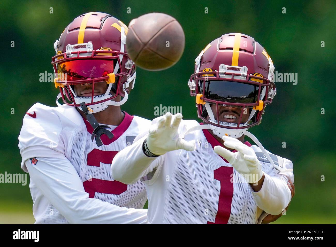 Washington Commanders wide receivers Dyami Brown, left, and Jahan ...