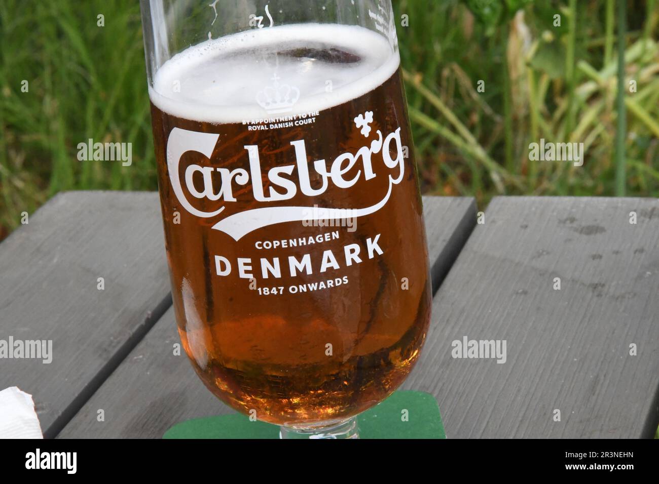 24 May 2023/Danish carlsberg draft beer in Kastrup Copenhagen Denmark ...