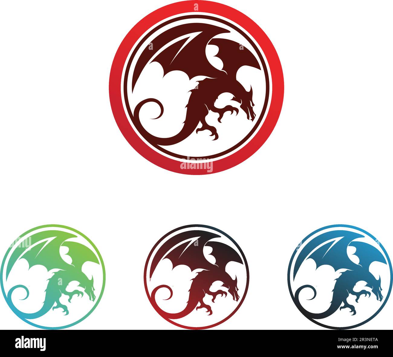 Head dragon flat color logo template vector illustration Stock Vector ...