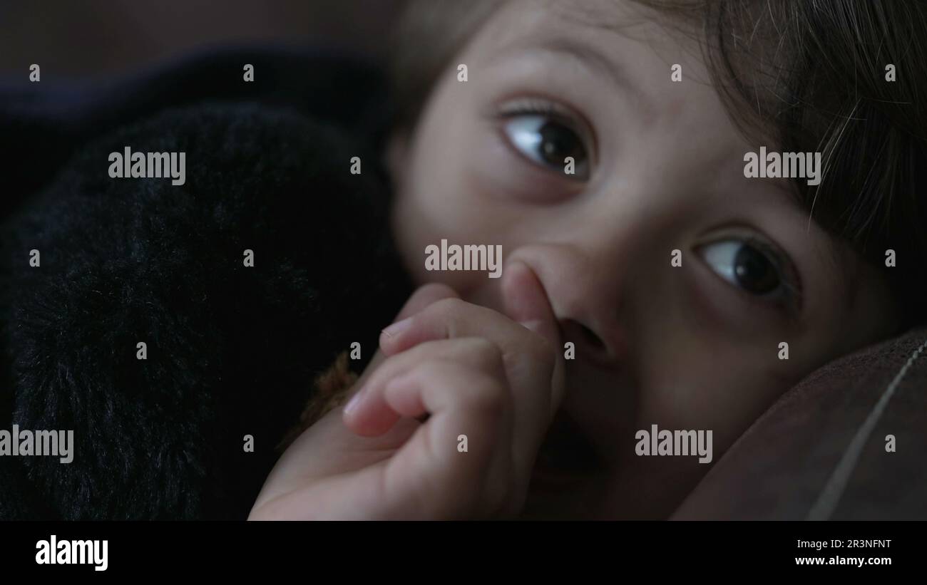 Child picking nose with finger. Closeup little boy picks nose Stock ...