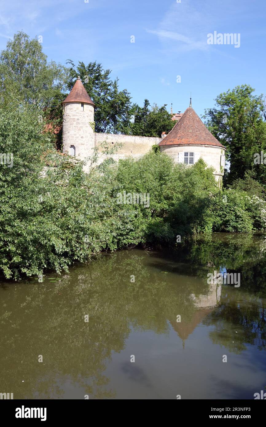 Three-gang tower and small bastion in Dinkelsbuehl Stock Photo - Alamy