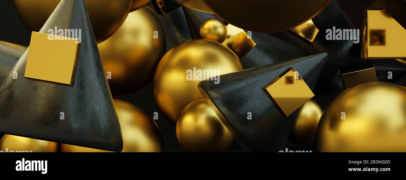 Golden geometric figures background panoramic Stock Photo - Alamy