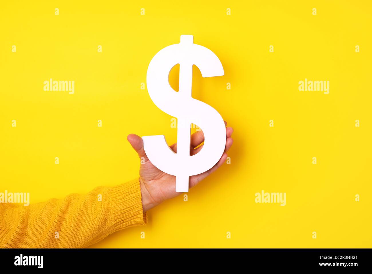 Hand holding dollar symbol Stock Photo - Alamy
