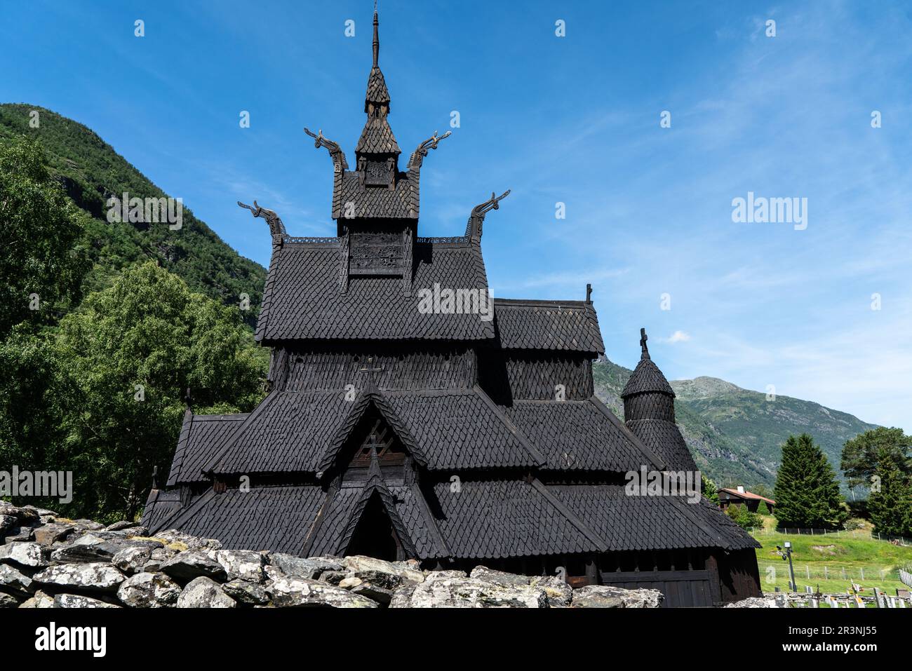 Stave church from the 12th century in Borgund, Norway Stock Photo - Alamy