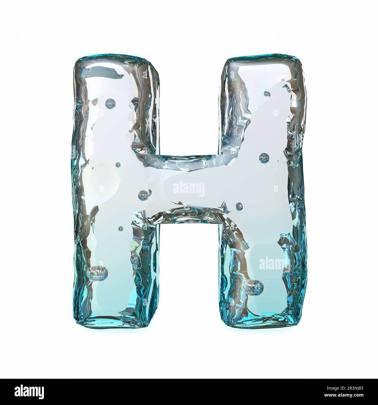 Blue ice font Letter H 3D Stock Photo - Alamy