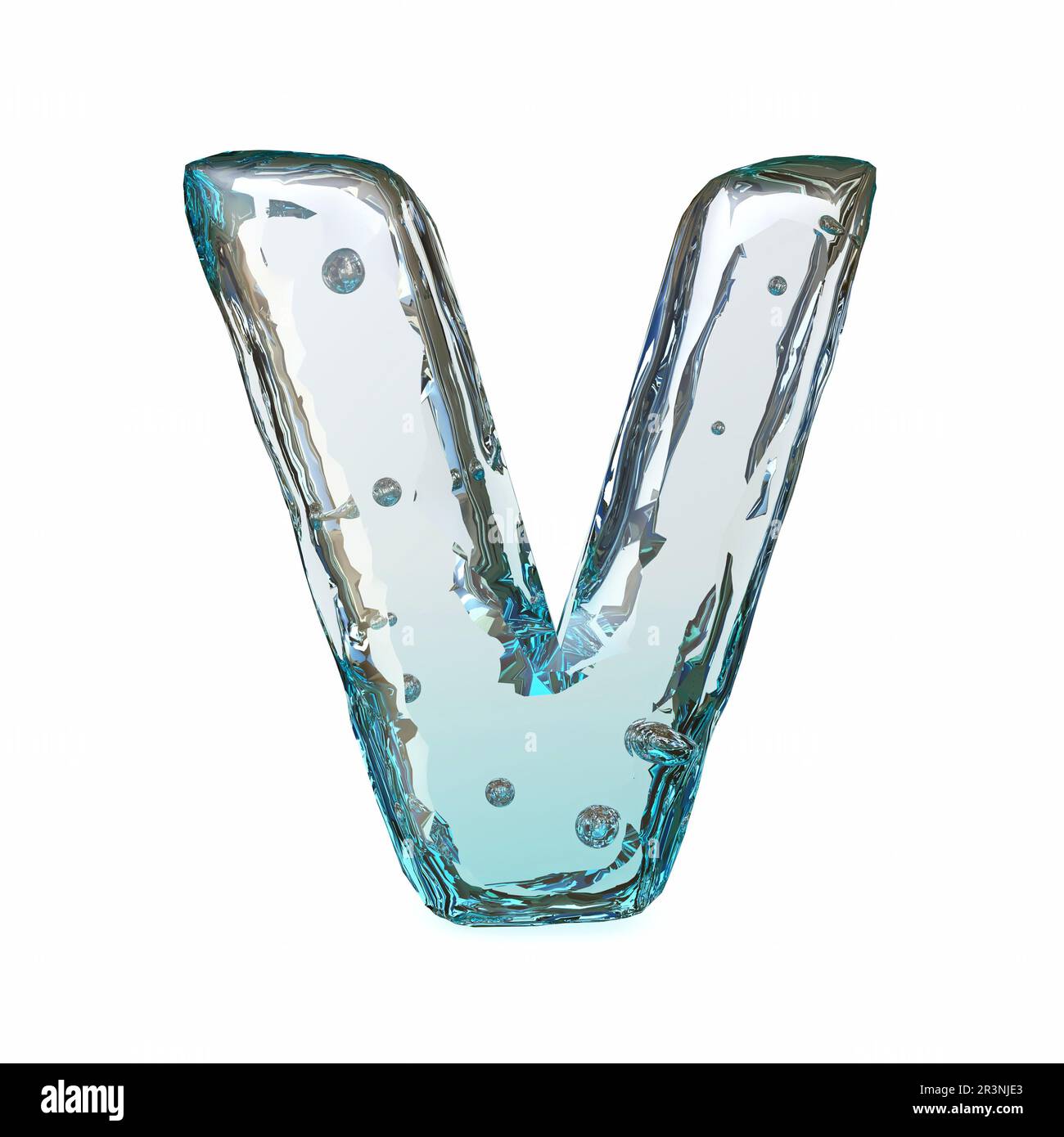 Blue ice font Letter V 3D Stock Photo - Alamy