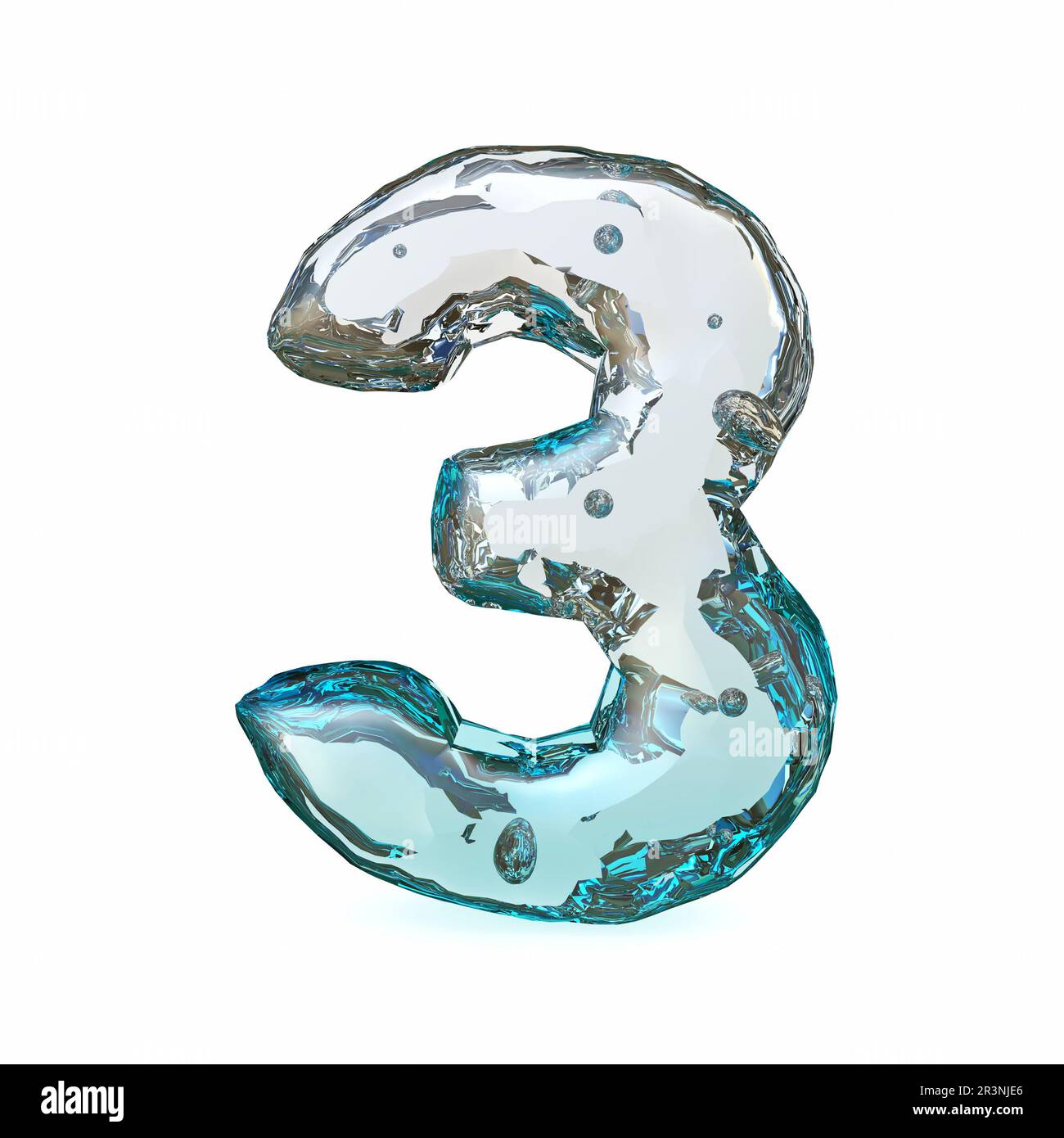 Blue ice font Number 3 THREE 3D Stock Photo - Alamy