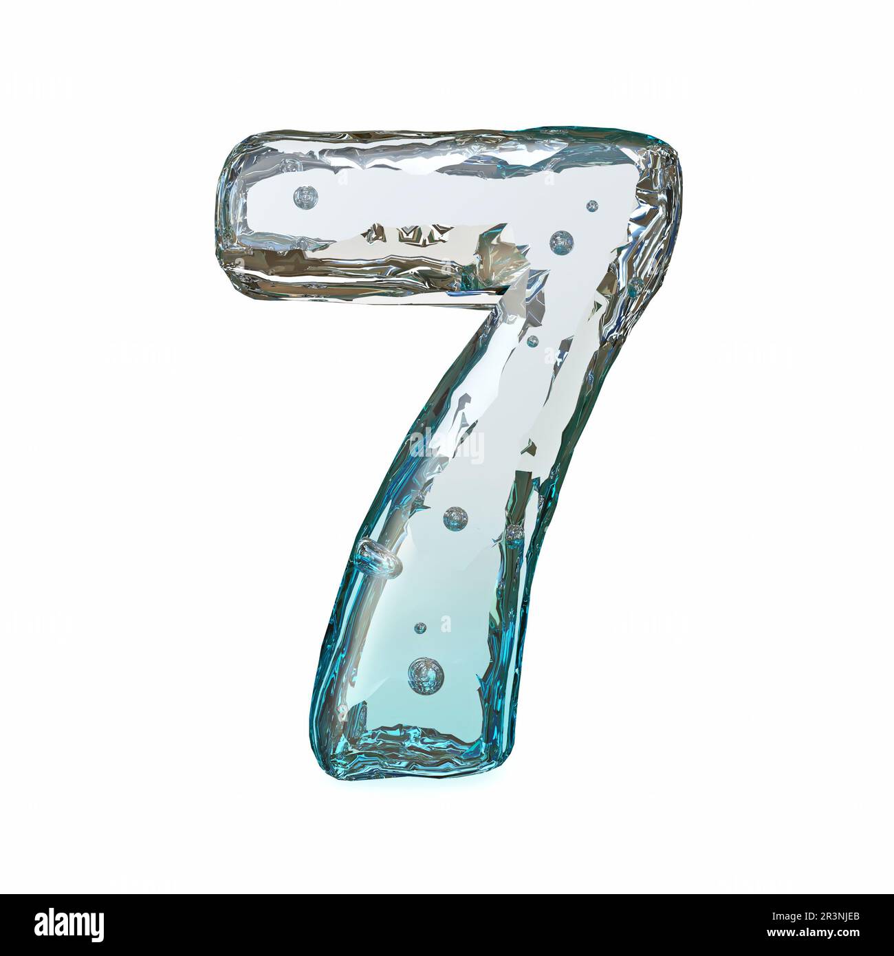 Blue ice font Number 7 SEVEN 3D Stock Photo - Alamy