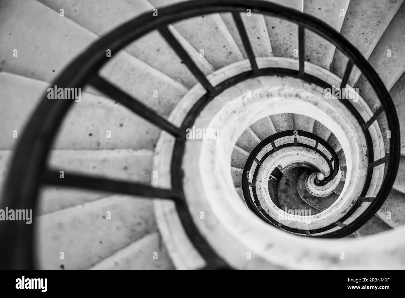 Old vintage spiral staircase. Black and white photography Stock Photo ...
