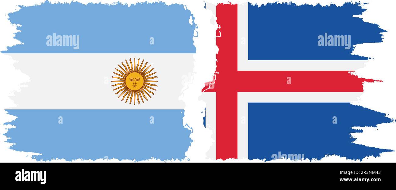 Iceland and Argentina grunge flags connection, vector Stock Vector ...