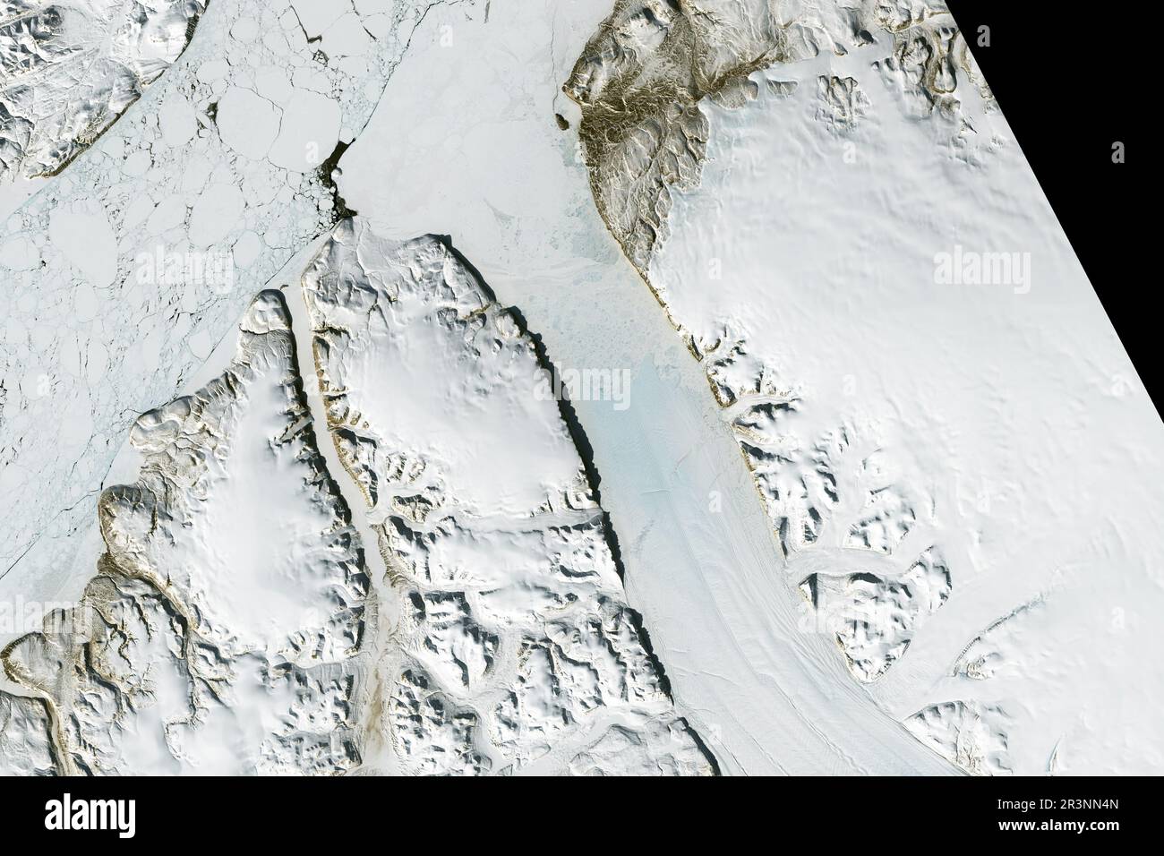 May 14, 2023, Greenland, In 2017, a rift formed near a stream channel ...